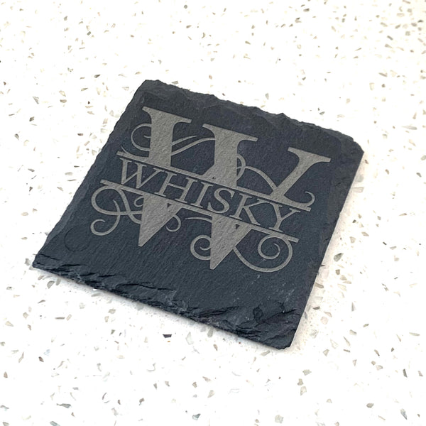 LASER ENGRAVED CUSTOM MONOGRAM SLATE COASTER PACK - Contagious Designs