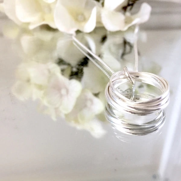 50th Birthday Sterling Silver Five Ring Necklace - Contagious Designs